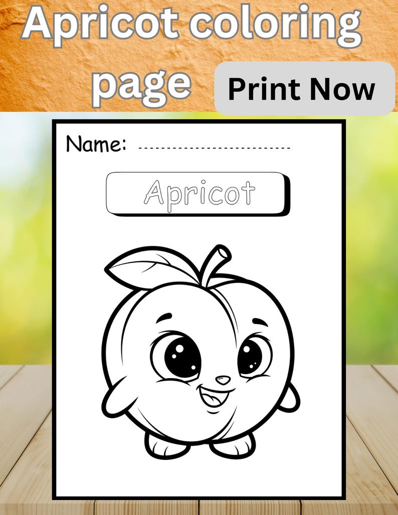 Apricot Coloring Page, Printable Digital Download, Kids Healthy Eating ...