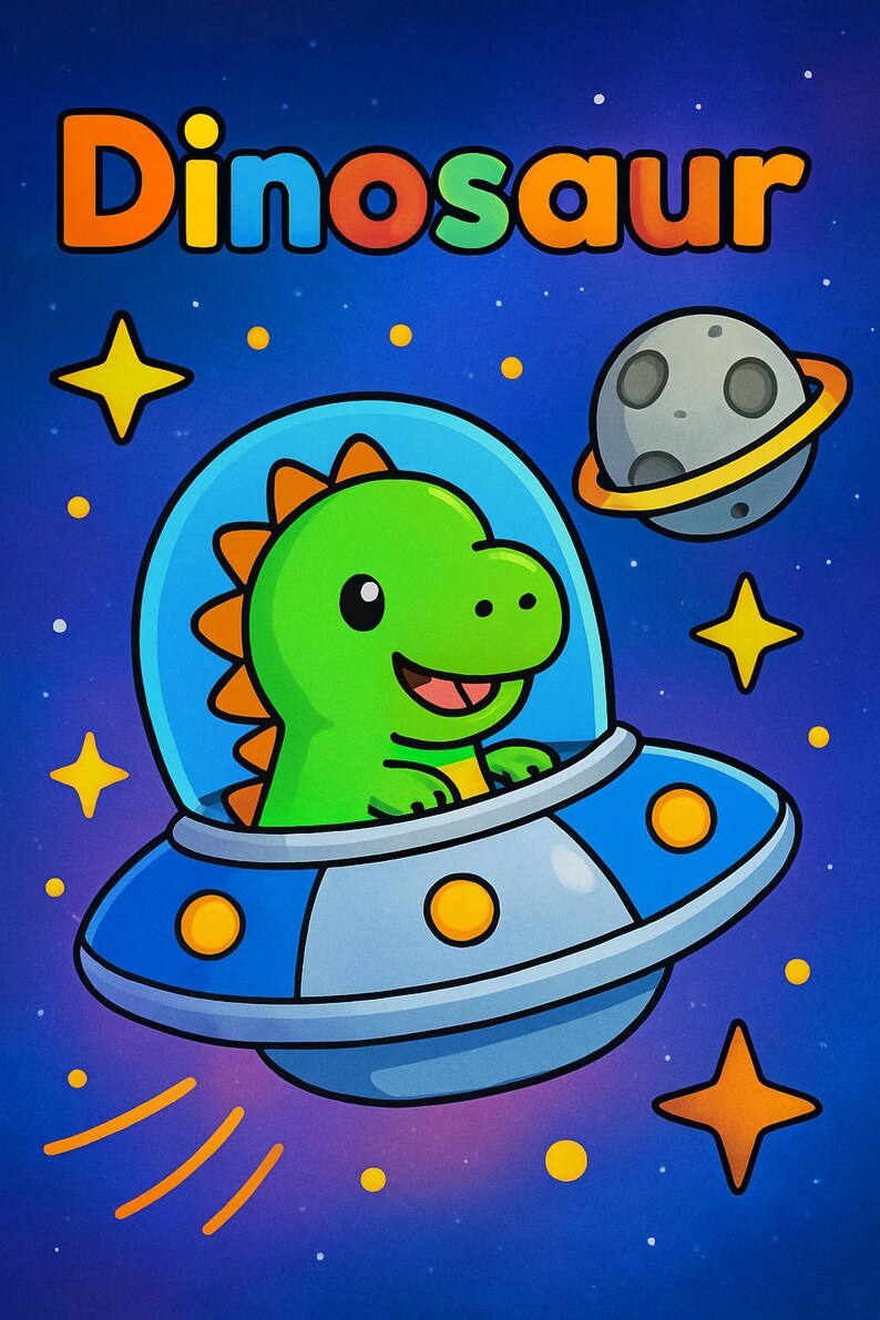 Cute Dinosaur Coloring Page Printable for Kids Space Dino Coloring ...