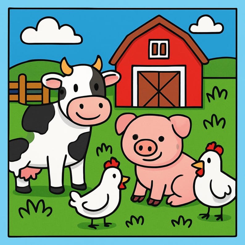Farm Life Coloring Page, Printable PDF, Kids and Adults, Instant ...