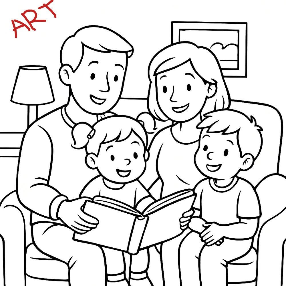 Family Moment Coloring Page: Printable Art Therapy (PDF Download) - Etsy