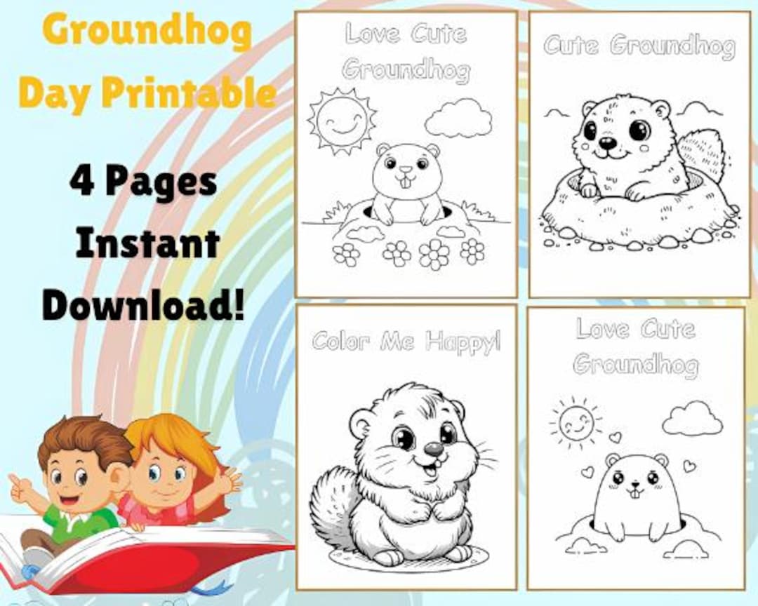 Groundhog Day Coloring Pages • 8.5x11 Kids Activity Sheets ...