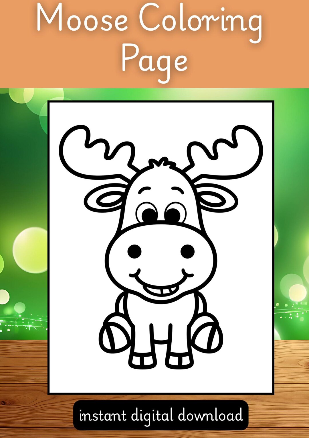 Moose Coloring Page for Kids: Educational Wildlife Art (PDF) - Etsy