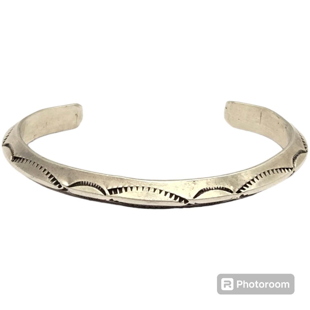 Alluring Navajo Silver Ingot Carinated Stamped Cuff Bracelet - Etsy