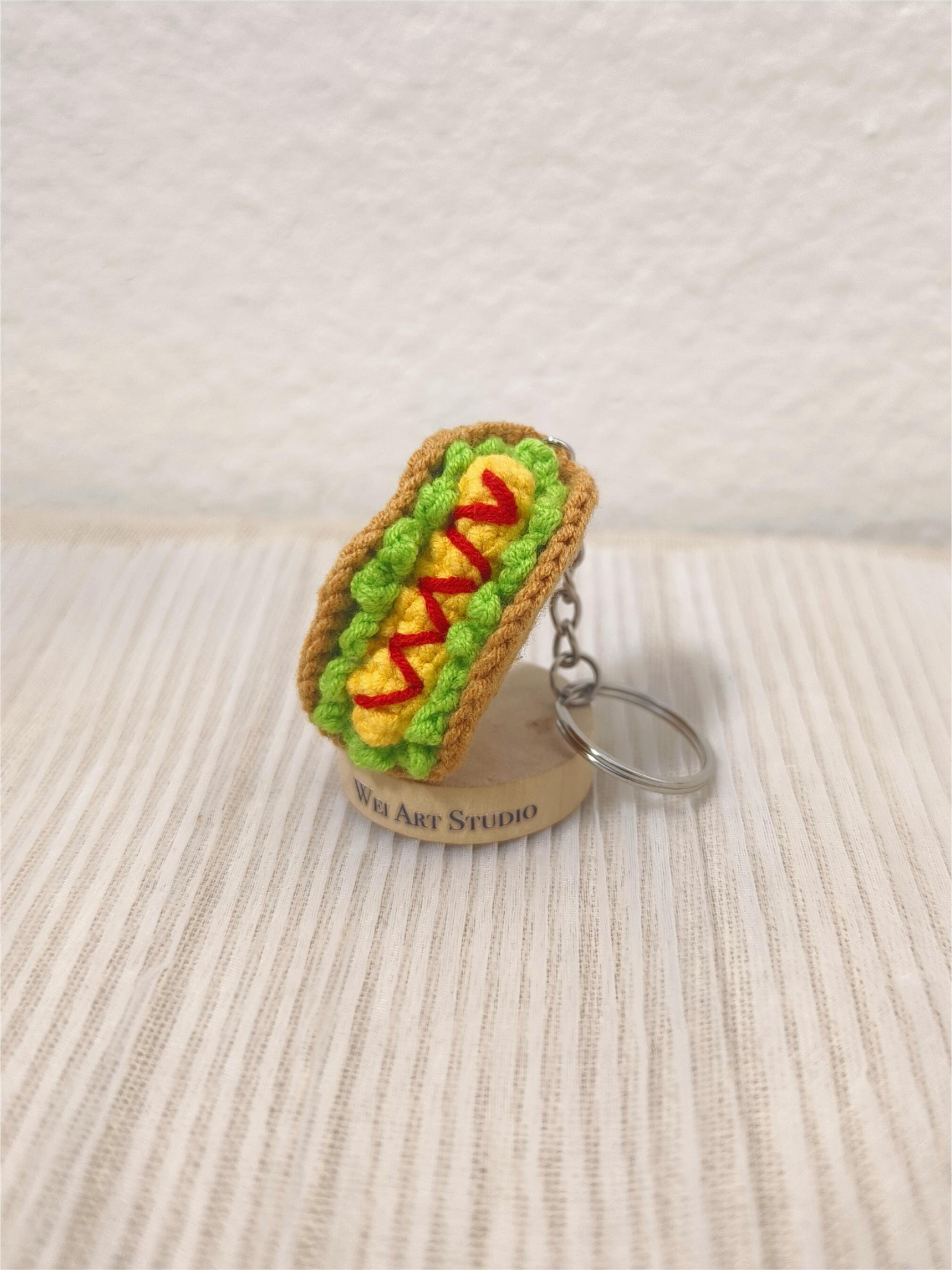 Crochet Fast Food Series, Knitted Bag Charm Hot Dog, Amigurumi Cheese ...