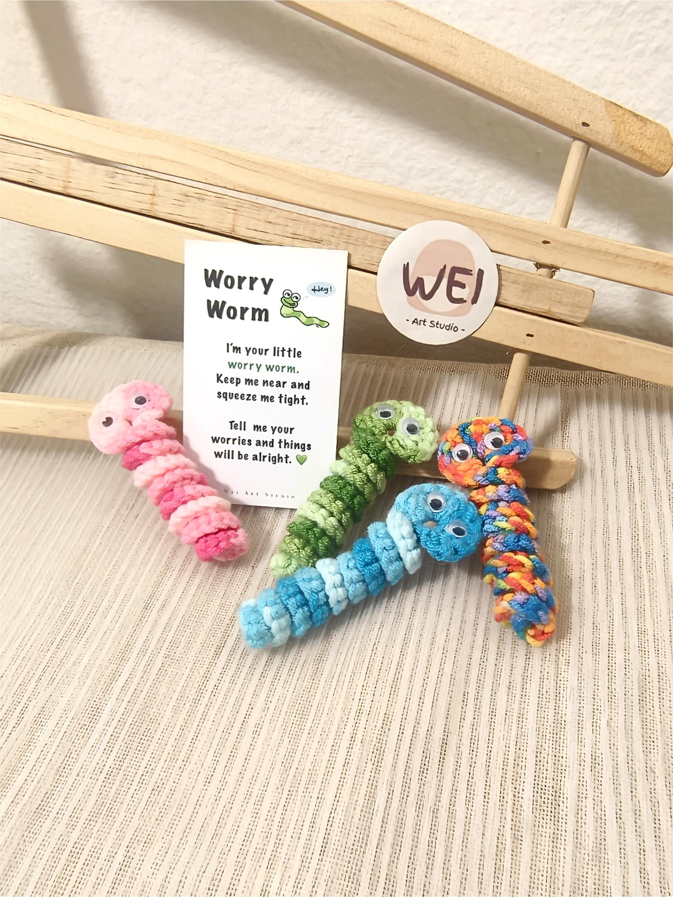 Crochet Worry Worm, Anxiety Reliever, Stress Toy, Fidget Toy, ADHD Toy ...