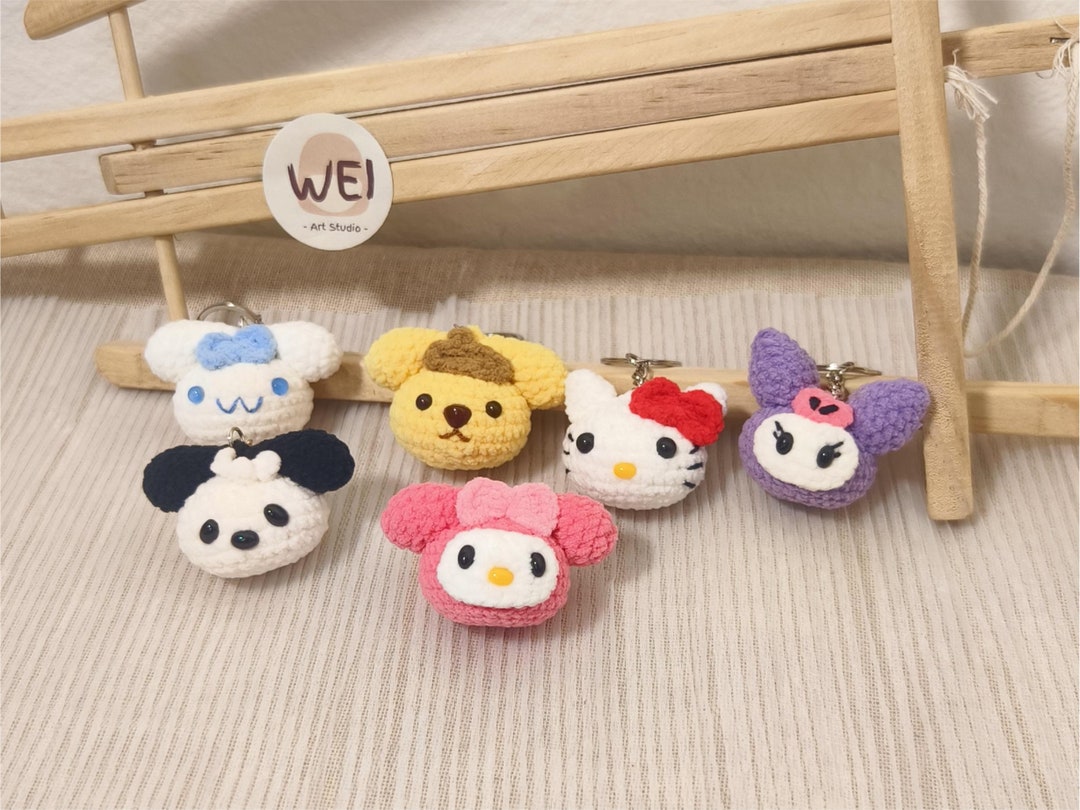 Crochet Kawaii Keychain, Amigurumi Cinnamon Roll/dog/pink Rabbit ...