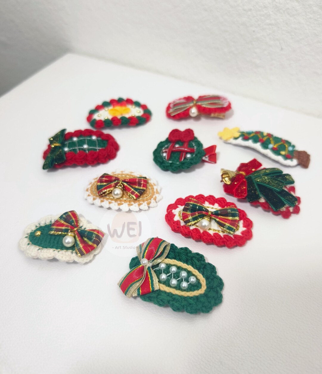 Crochet Christmas Hairpin, Crochet Hair Clips, Handmade Christmas Gift ...