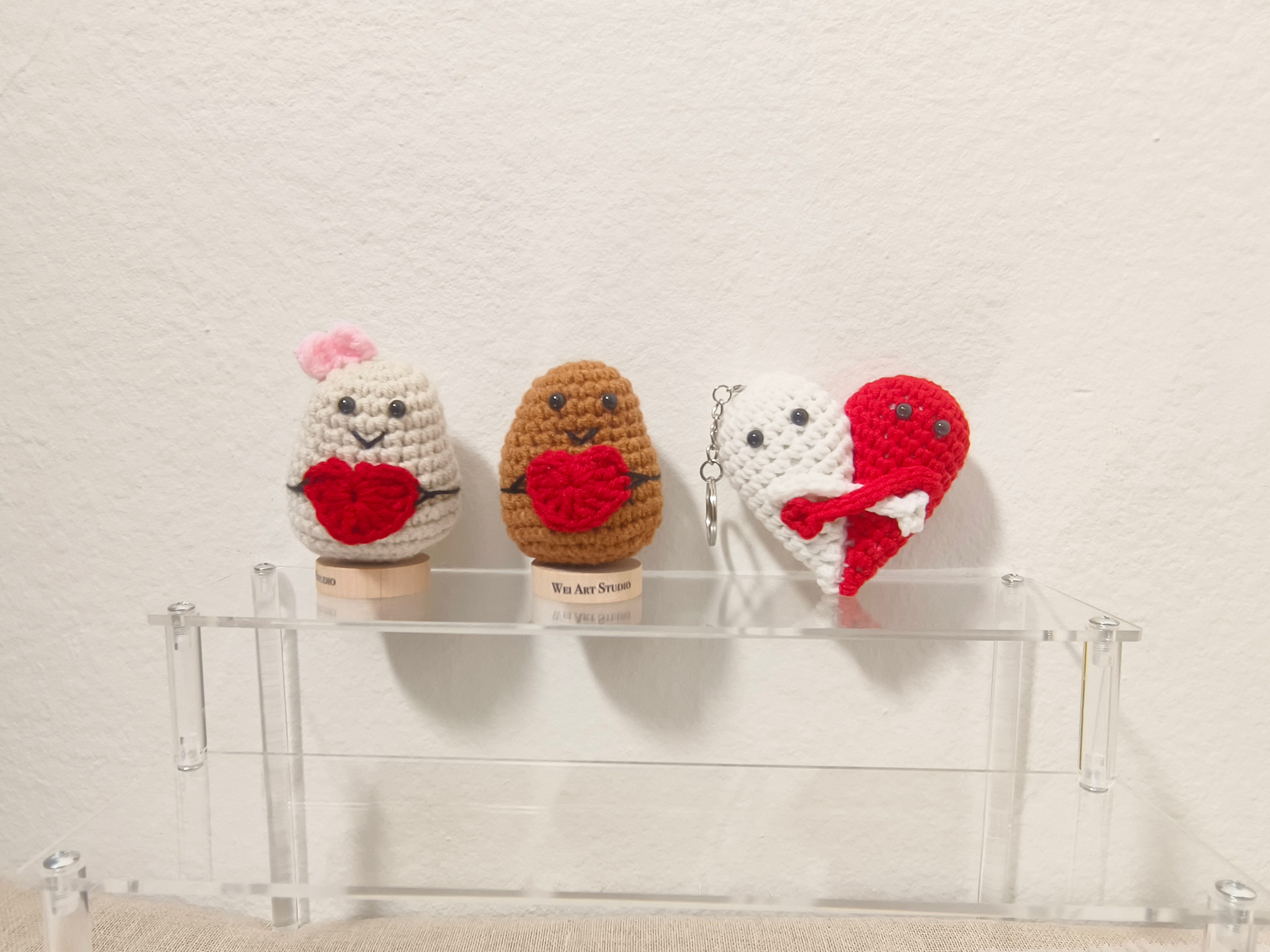 Crochet Potato Couple With Heart, Crochet Heat Hug Keychain, Hug Each ...