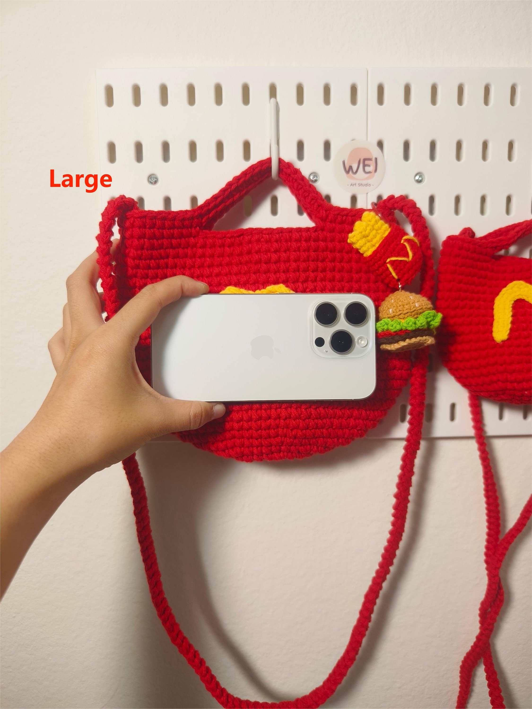 Crochet Mcdonald's Bag/phone Purse, Handmade Knitted Bag/pouch With ...