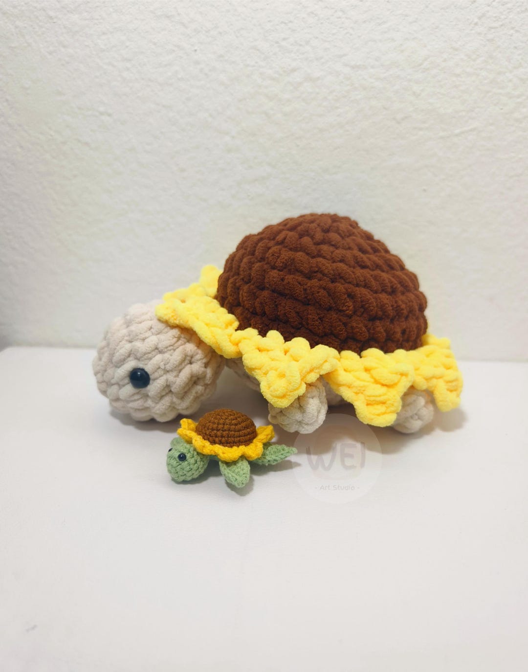 Crochet SUNFLOWER TURTLE Plushie, Amigurumi Stuffed Sea Turtle, Flower ...