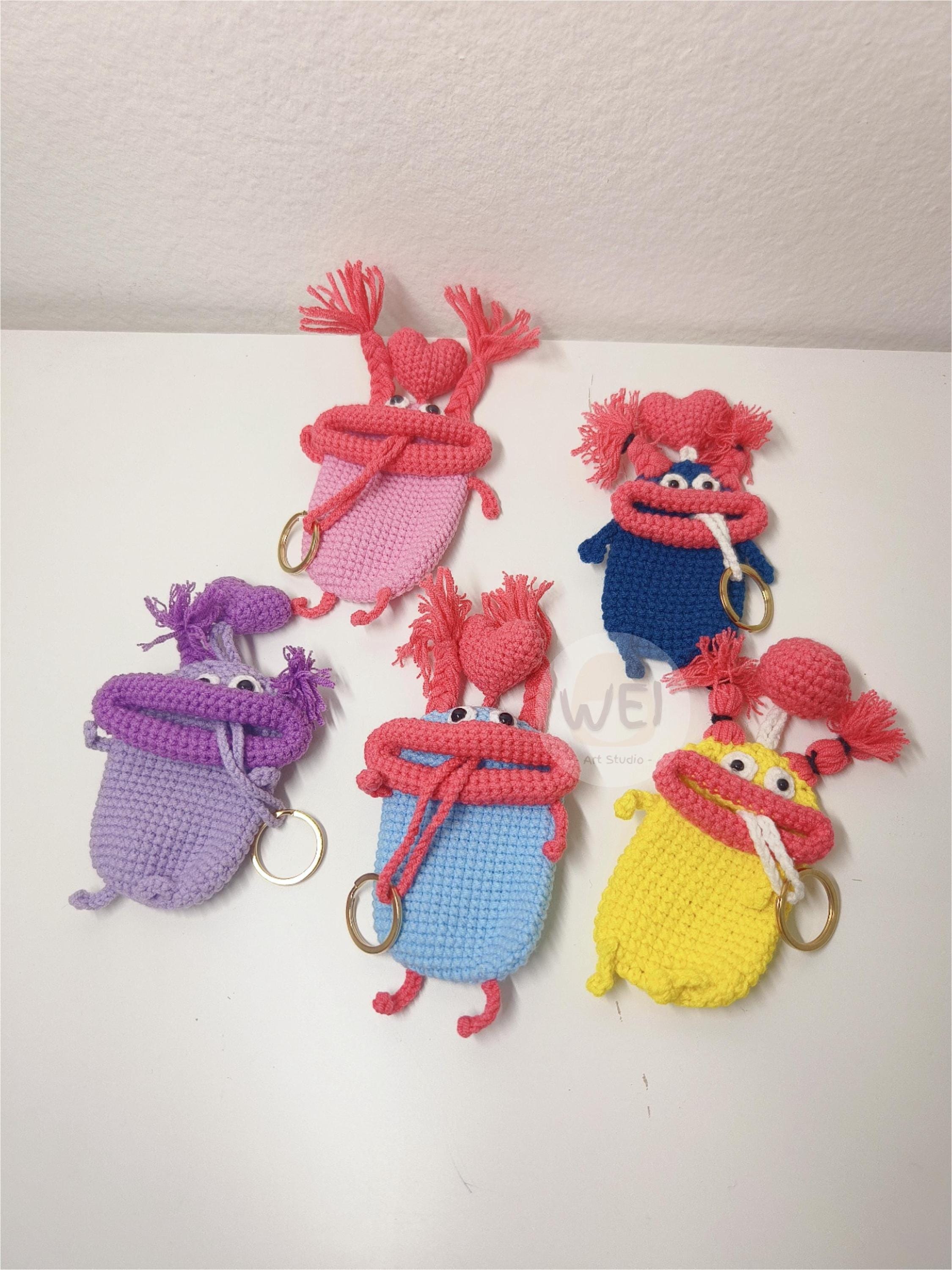 Crochet Car Key Case, Handmade Crochet SAUSAGE MOUTH Key Pouch With ...