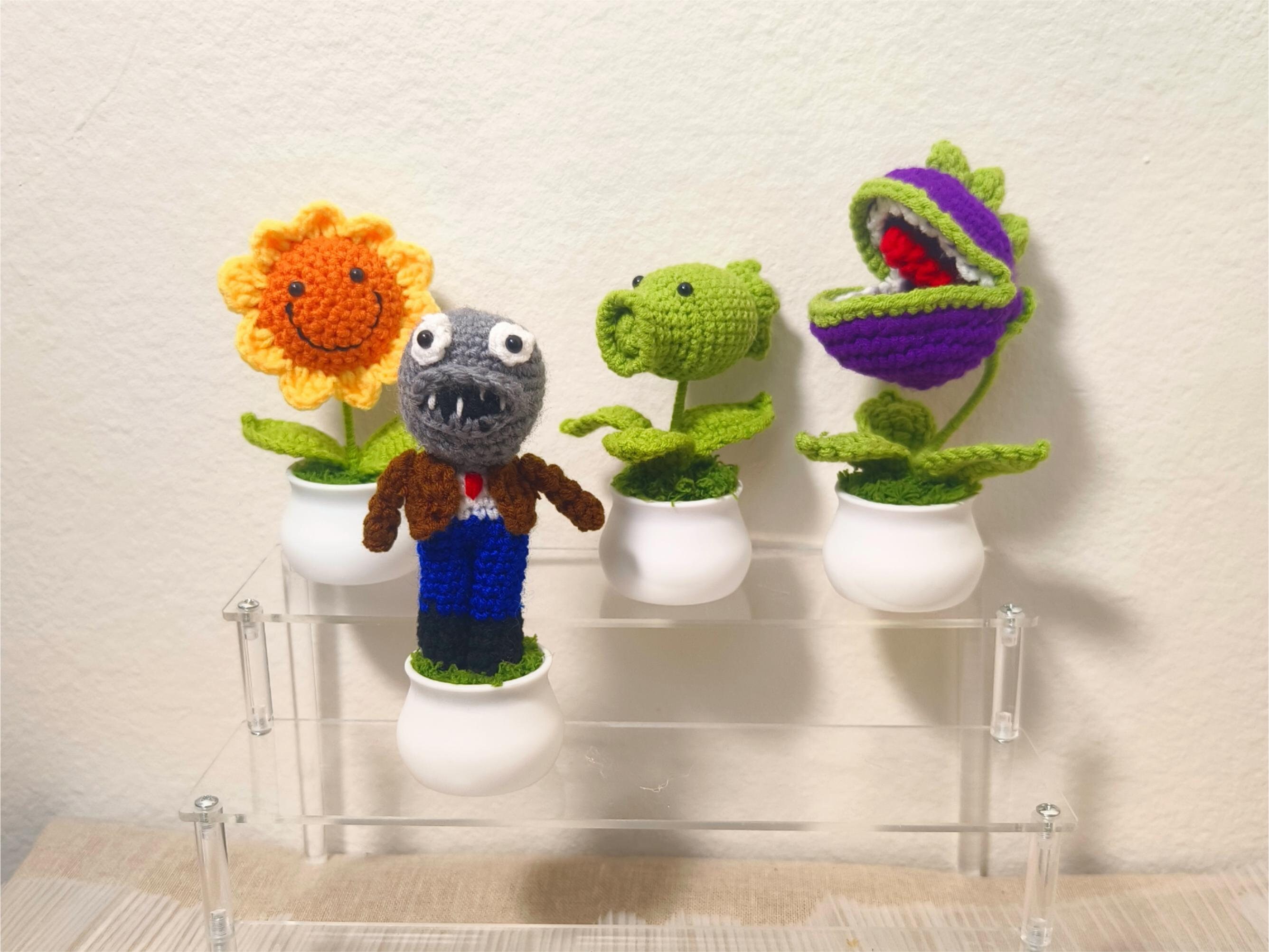 Crochet ZOMBIES in Pot, Chomper/sunflower/pea Shooter Potted Plant ...