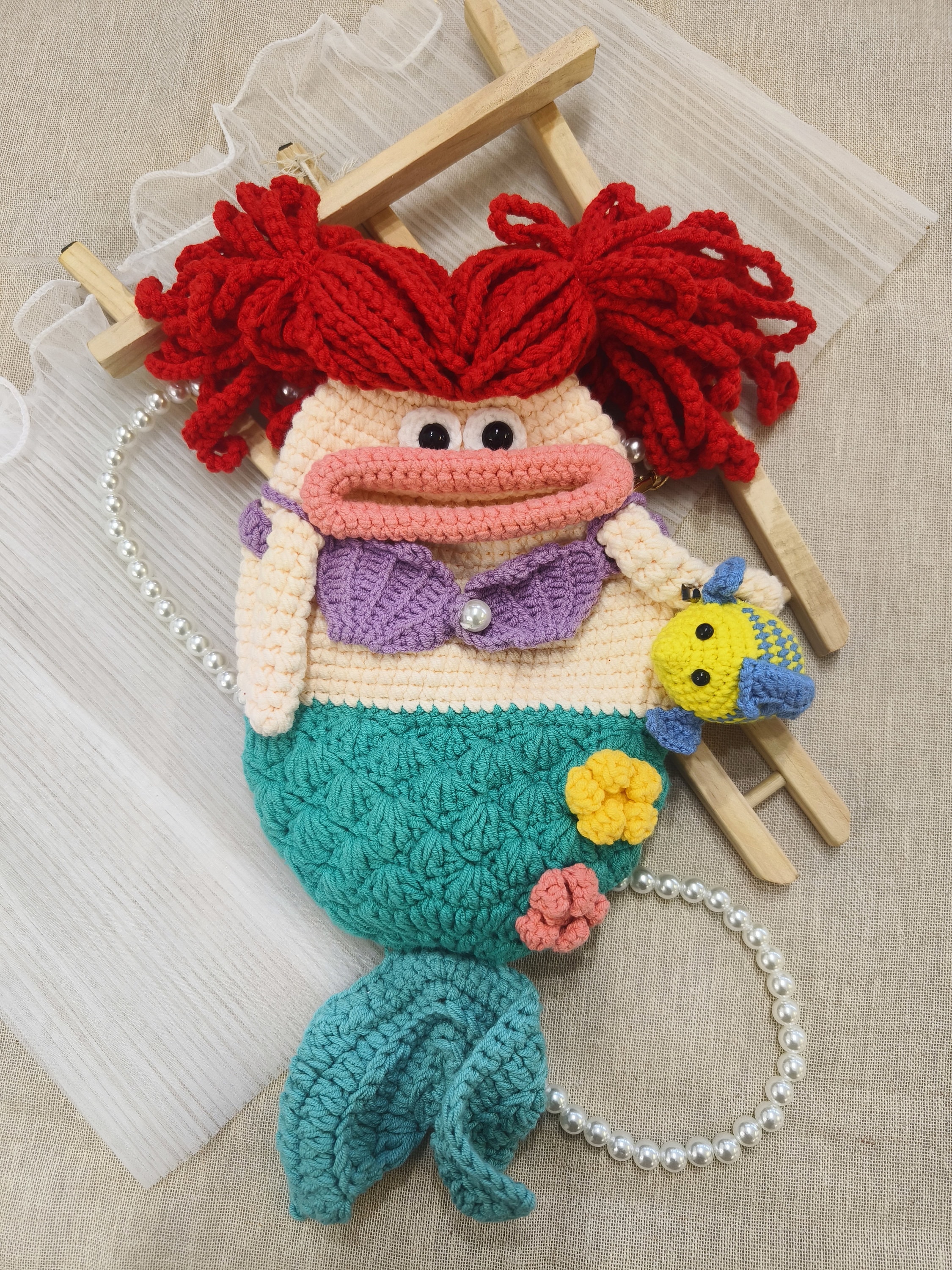 Crochet Sausage Lips/big Mouth/sausage Mouth MERMAID Phone Bag,coin ...
