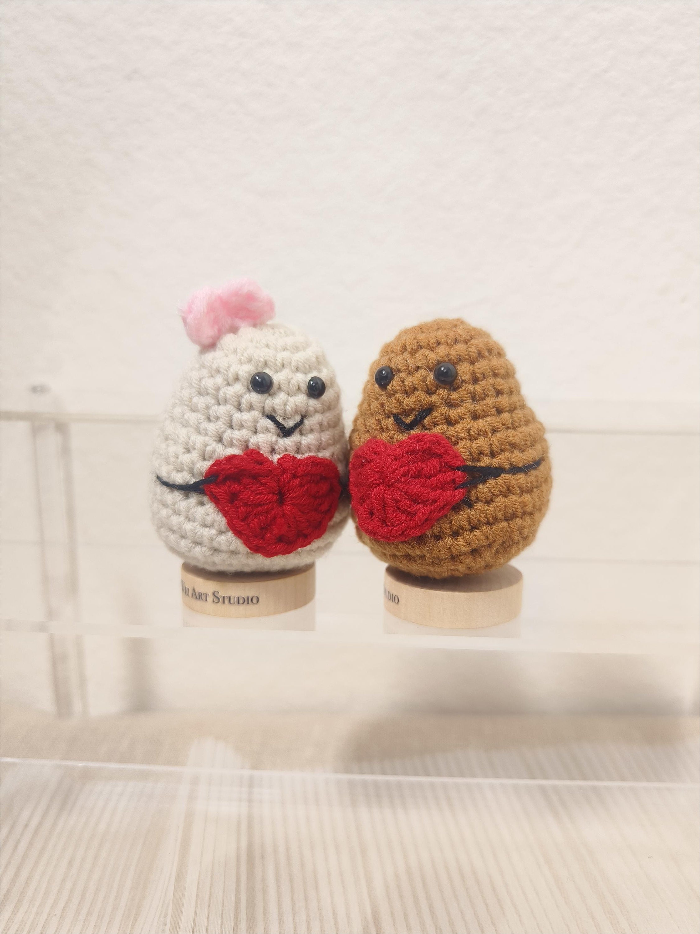Crochet Potato Couple With Heart, Crochet Heat Hug Keychain, Hug Each ...