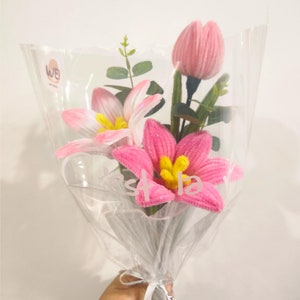 Pipe Cleaners Flower Bouquet,everlasting LILY, TULIPS, DAISY, Forever ...