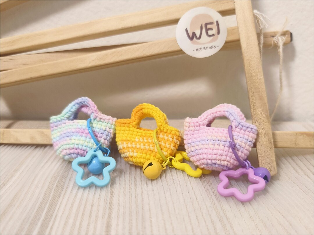 Crochet Mini Bag Keychain Charm, Amigurumi Tote Bag Keychain, Special ...