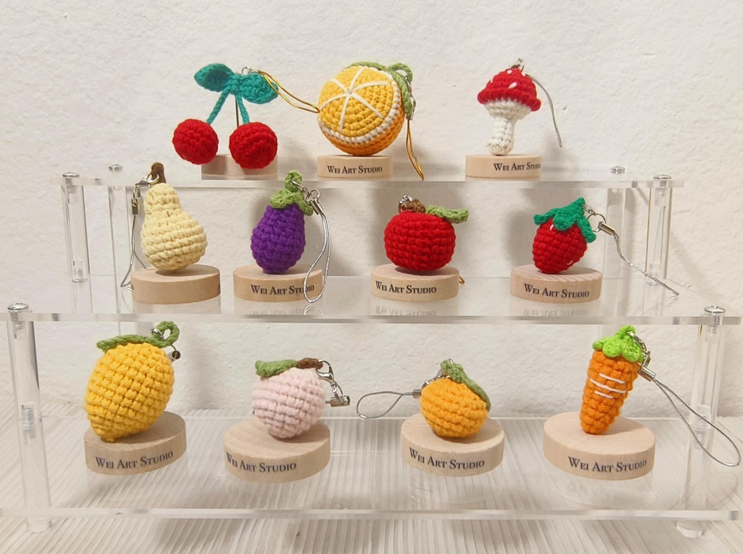 Crochet MINI FRUIT Keychain Pendant, Handmade Cute Pear/peach/orange ...