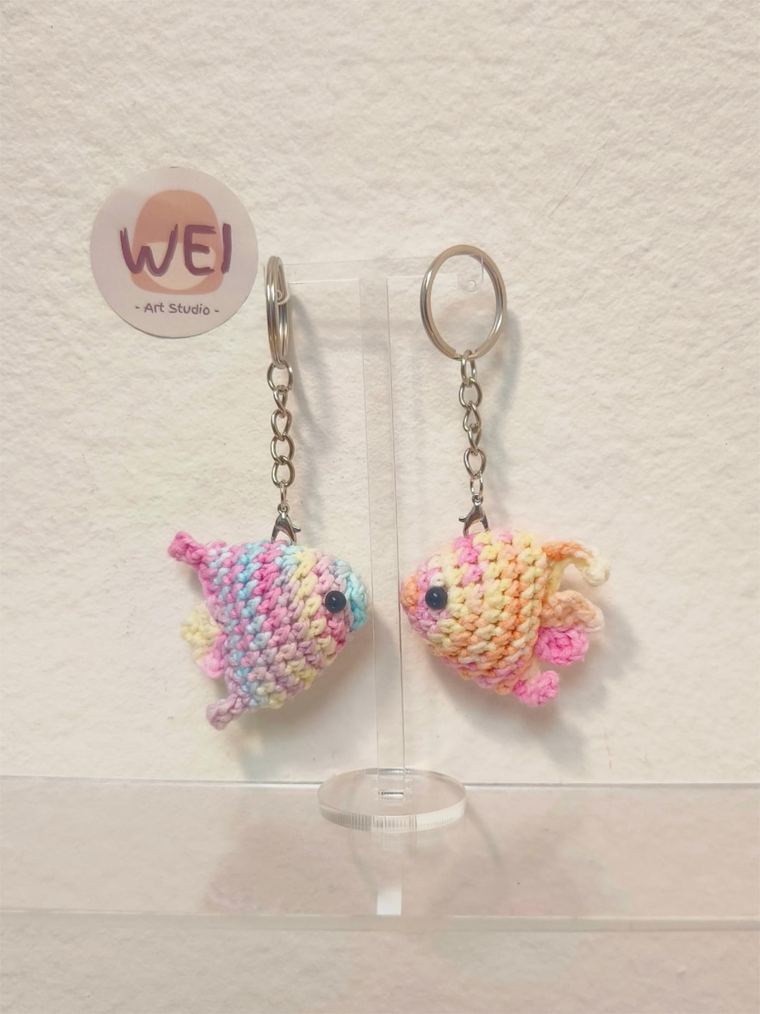 Crochet COUPLE FISH Keychain, Amigurumi Fish Bag Charm Pendant ...