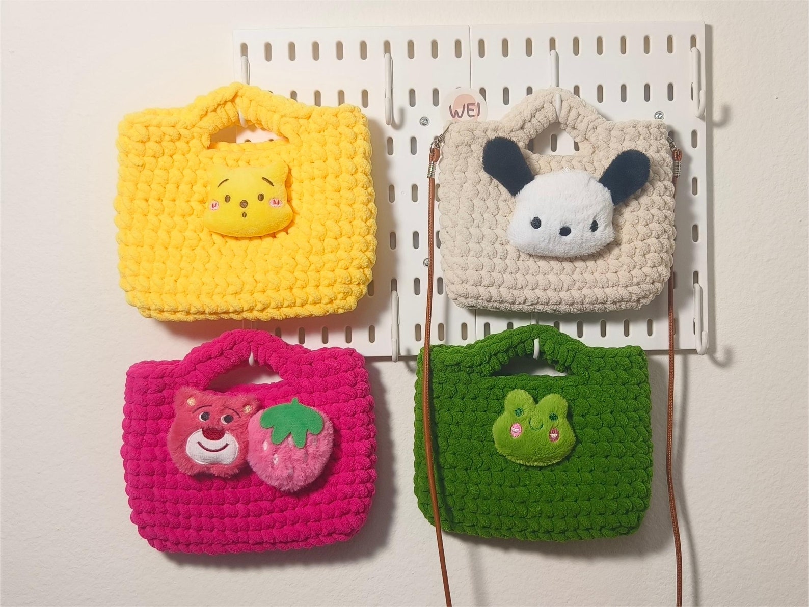 Crochet Chenille Yarn Crossbody Bag, Knitted Handbag, Handmade Chunky ...