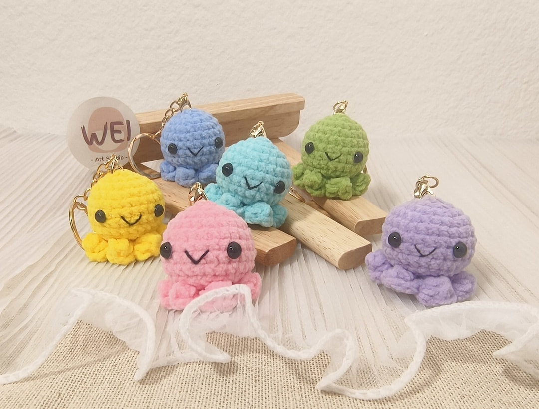 Crochet Baby OCTOPUS Keychain, Crochet Octopus Keychains, Crochet Bag ...