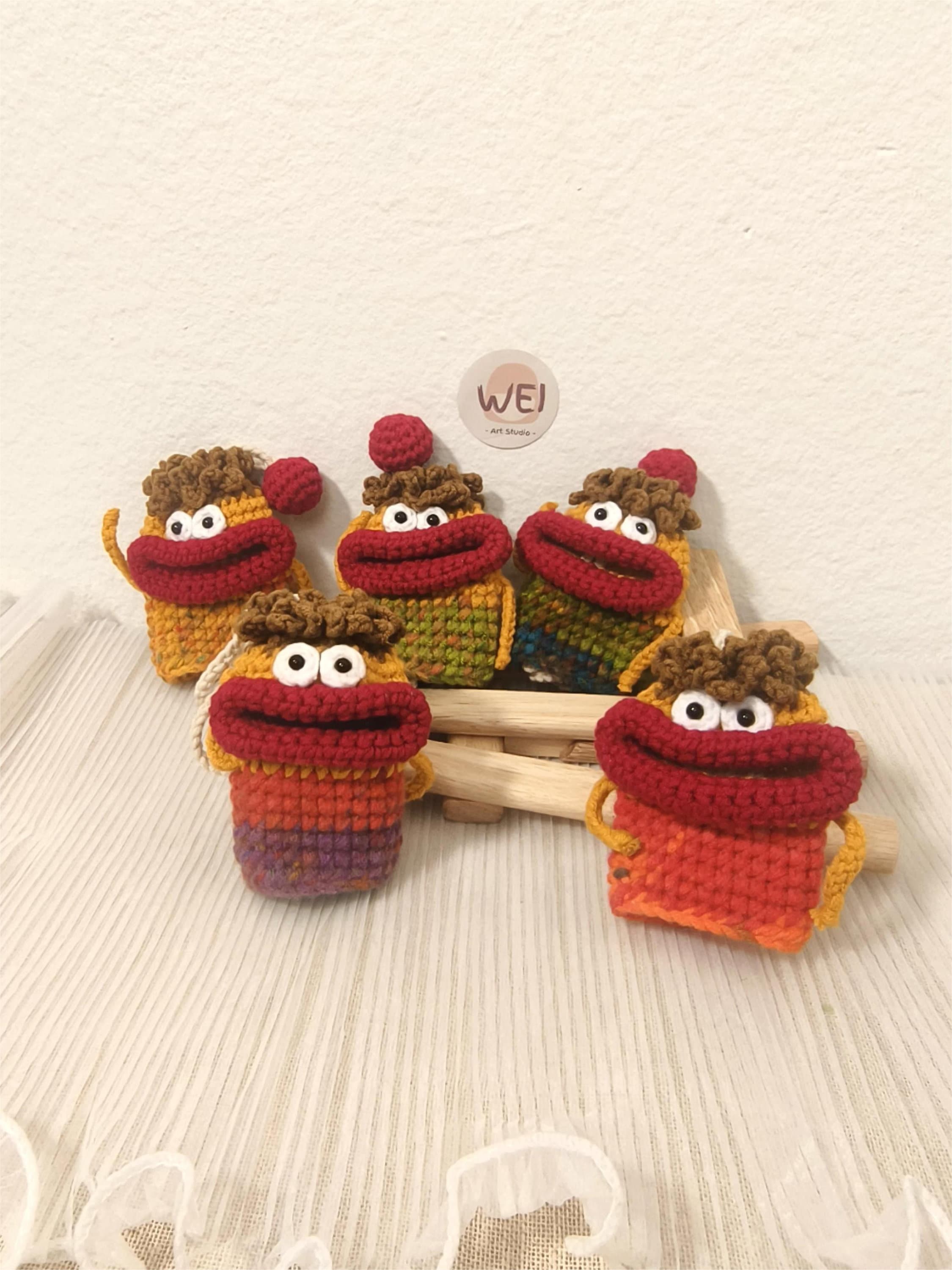 Crochet Car Key Case, Handmade Crochet SAUSAGE MOUTH Key Pouch With ...