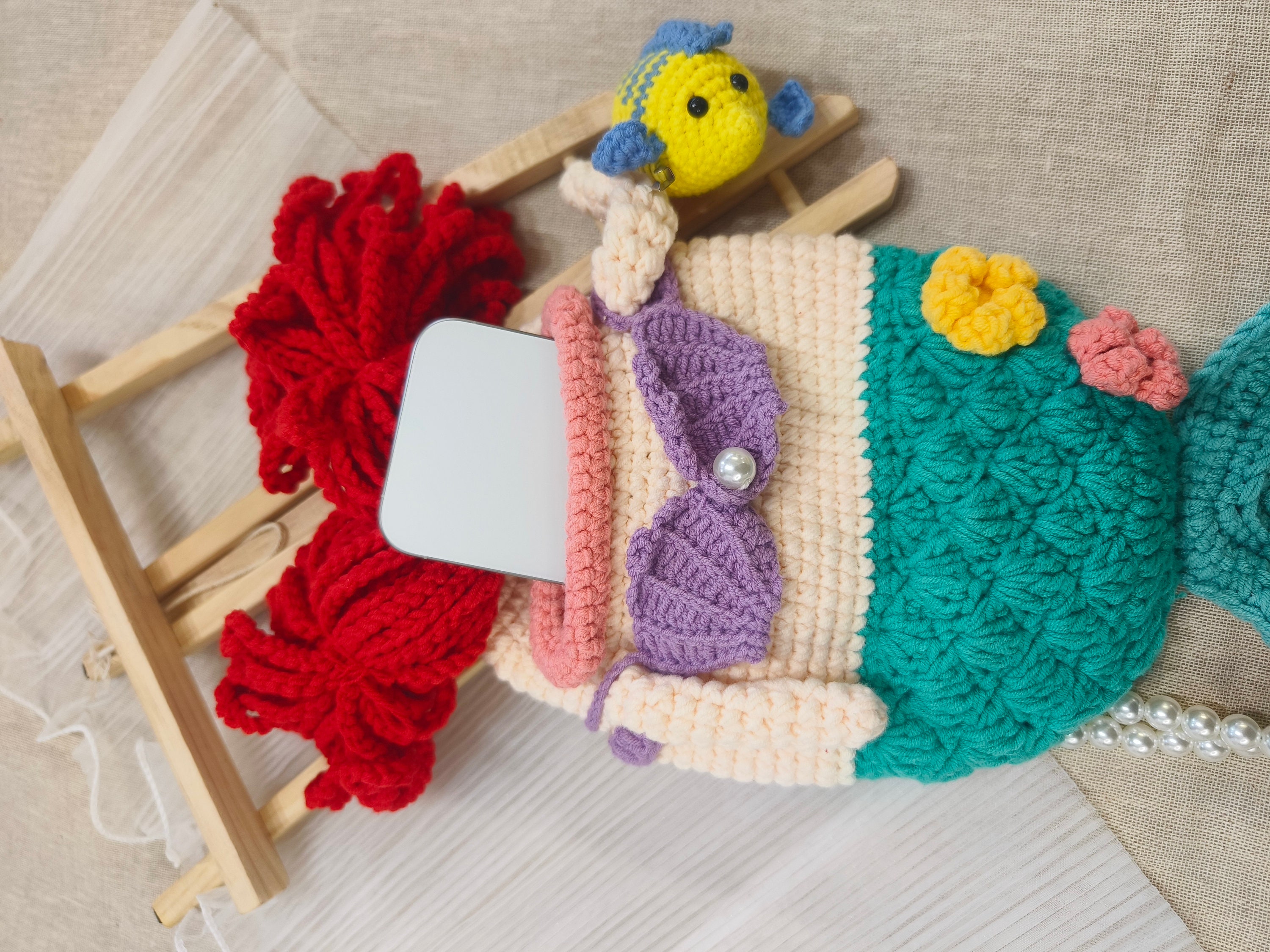 Crochet Sausage Lips/big Mouth/sausage Mouth MERMAID Phone Bag,coin ...