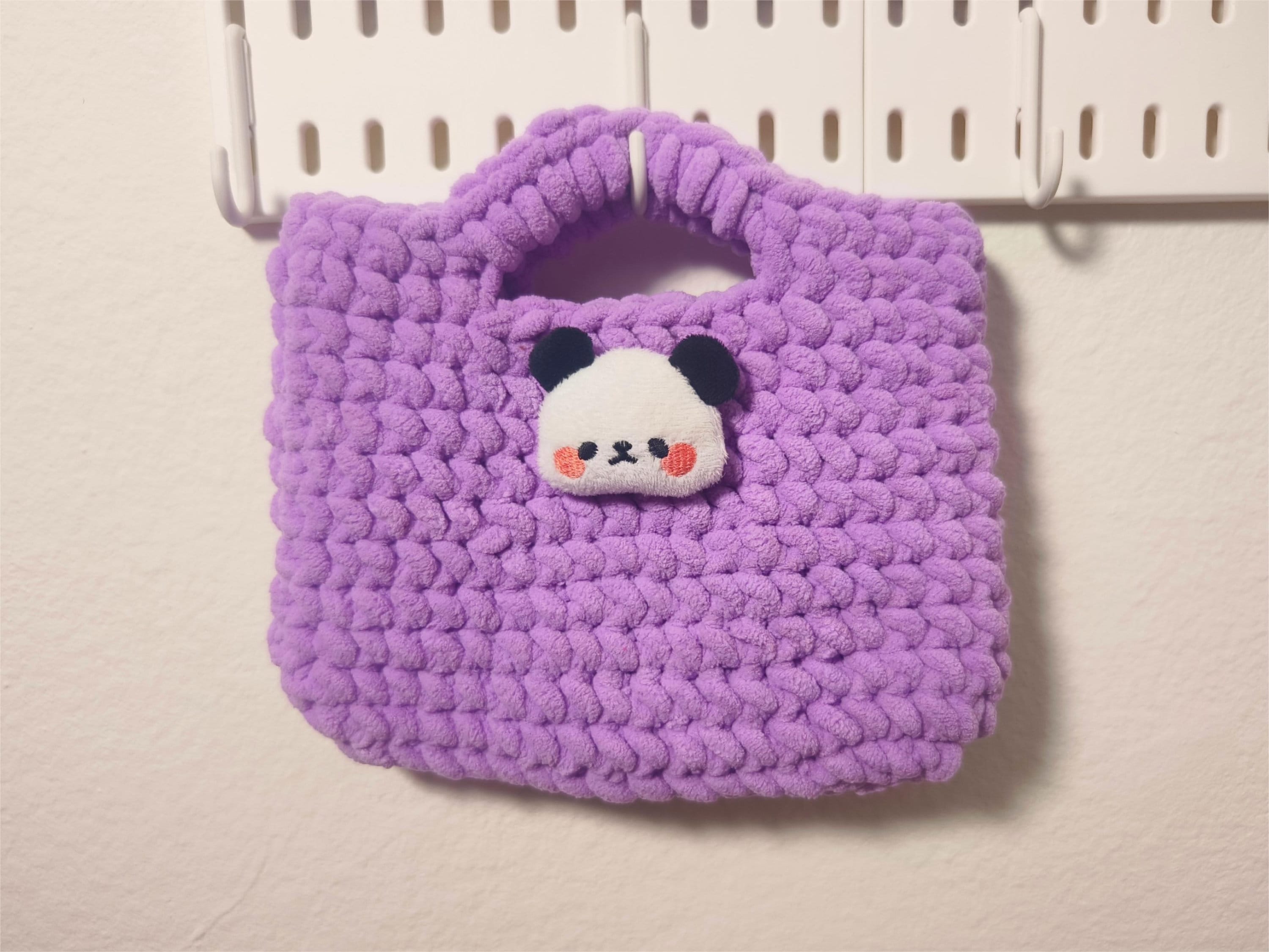 Crochet Chenille Yarn Crossbody Bag, Knitted Handbag, Handmade Chunky ...