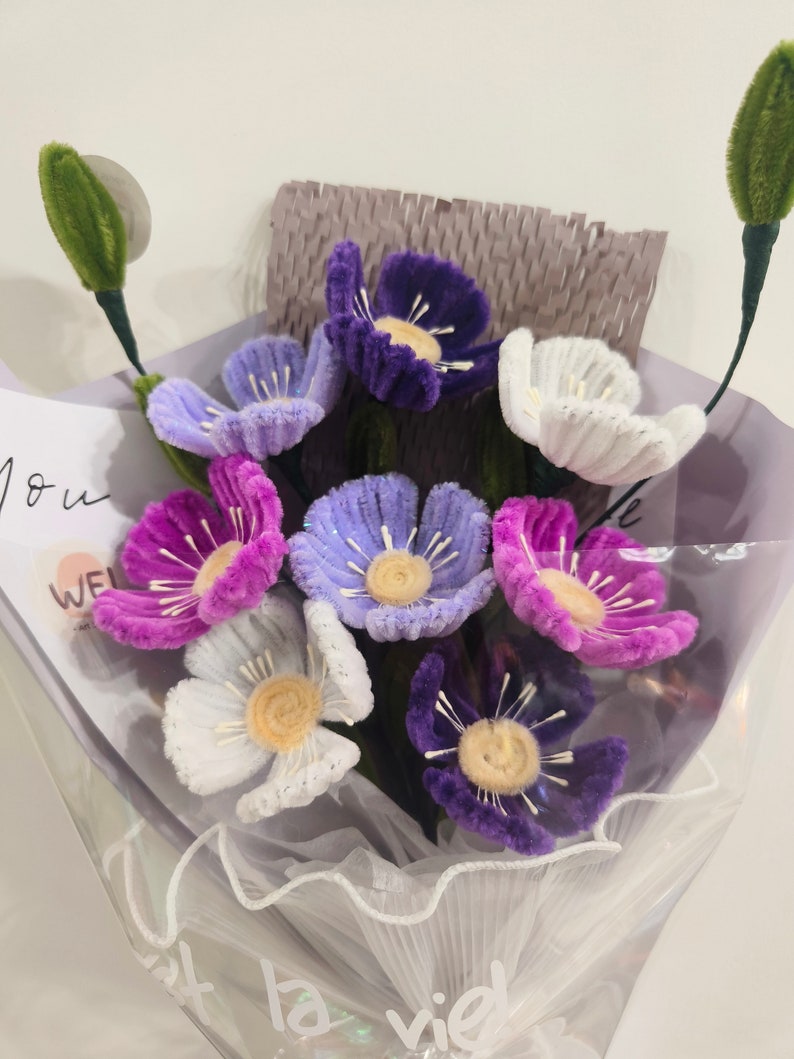 Pipe Cleaner Flowers Bouquet,poppy Bouquet,customize Available,gift for ...