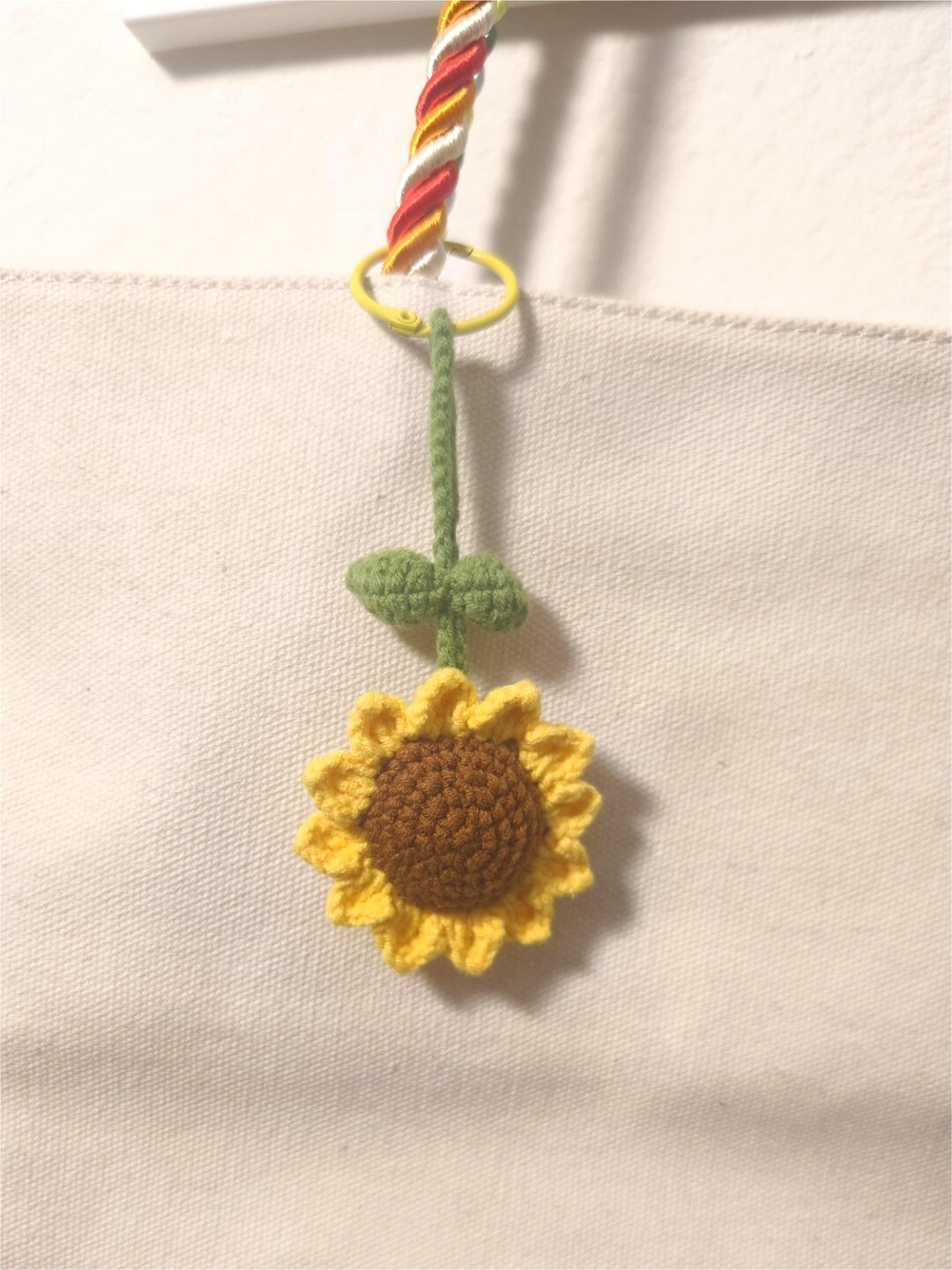 Crochet Sunflower Bag Charm, Crochet Sunflower Keychain, Crochet ...