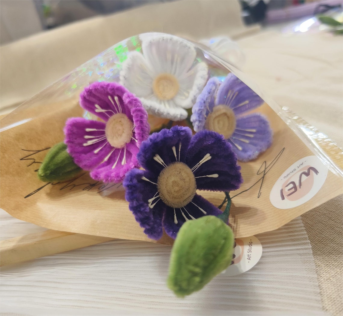 Pipe Cleaner Flowers Bouquet,poppy Bouquet,customize Available,gift for ...