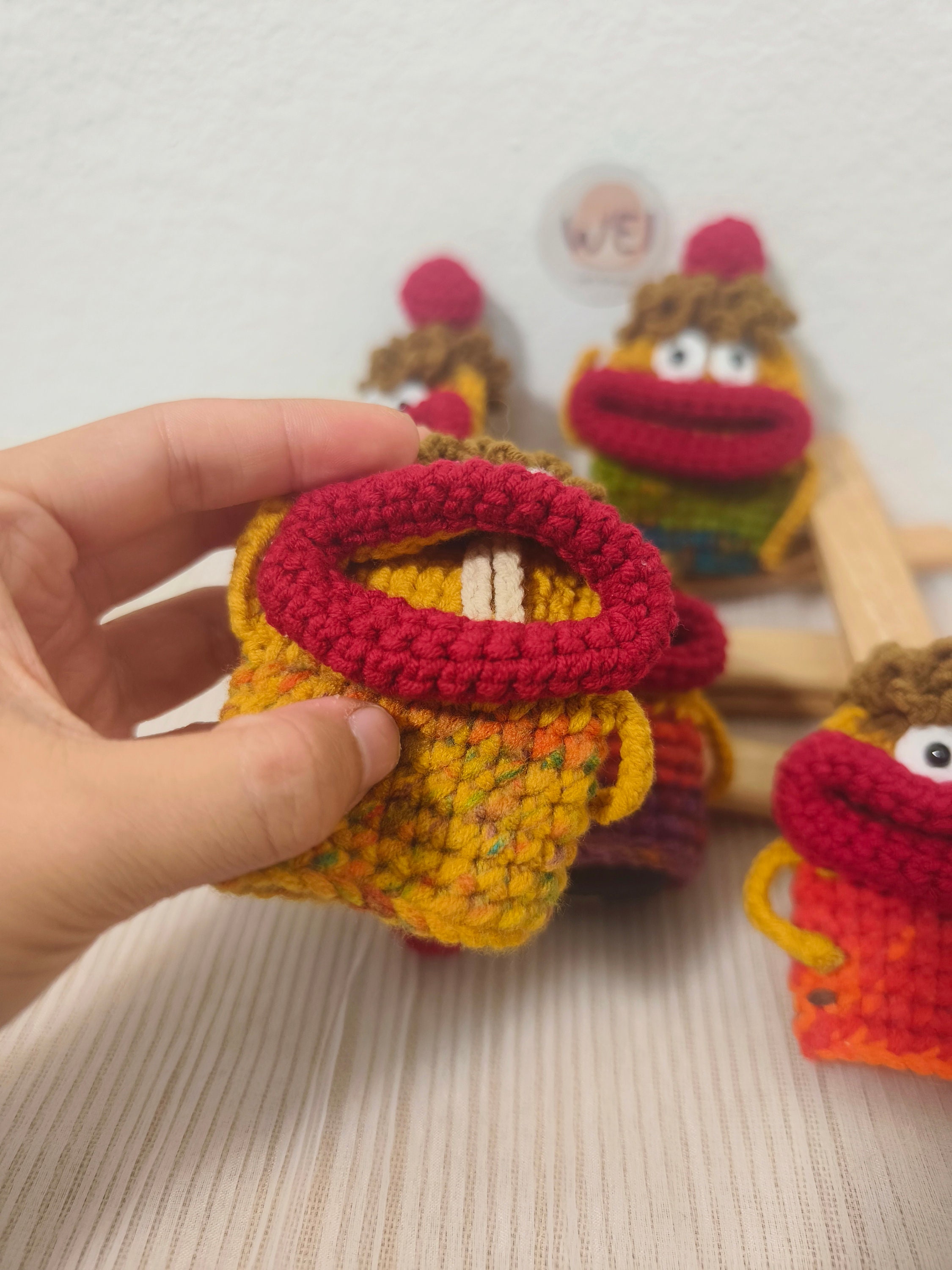 Crochet Car Key Case, Handmade Crochet SAUSAGE MOUTH Key Pouch With ...