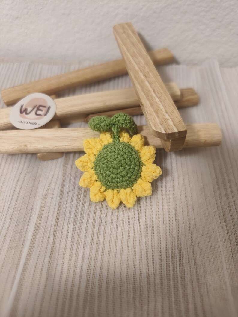 Crochet Sunflower Bag Charm, Crochet Sunflower Keychain, Crochet ...