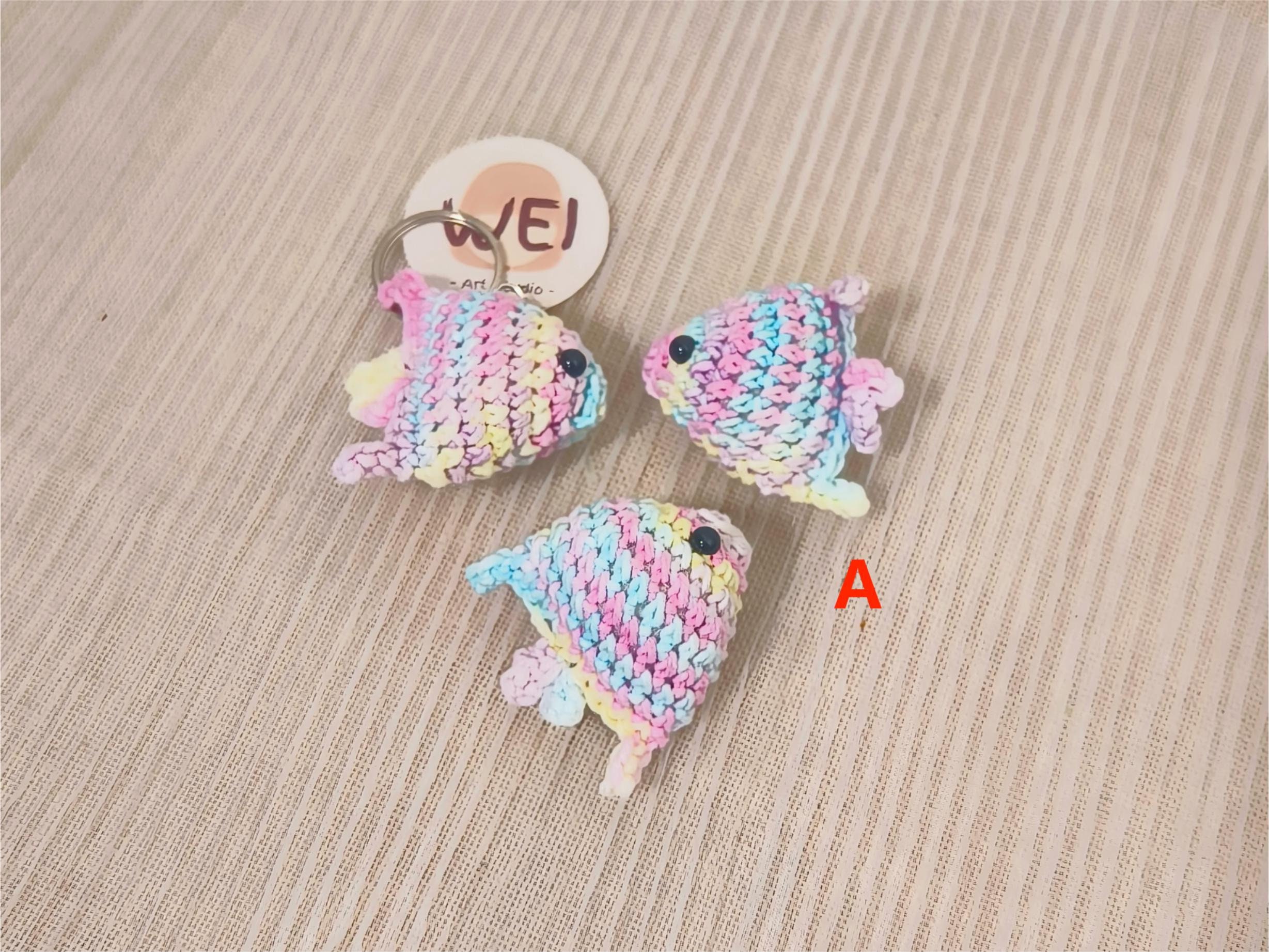 Crochet COUPLE FISH Keychain, Amigurumi Fish Bag Charm Pendant ...