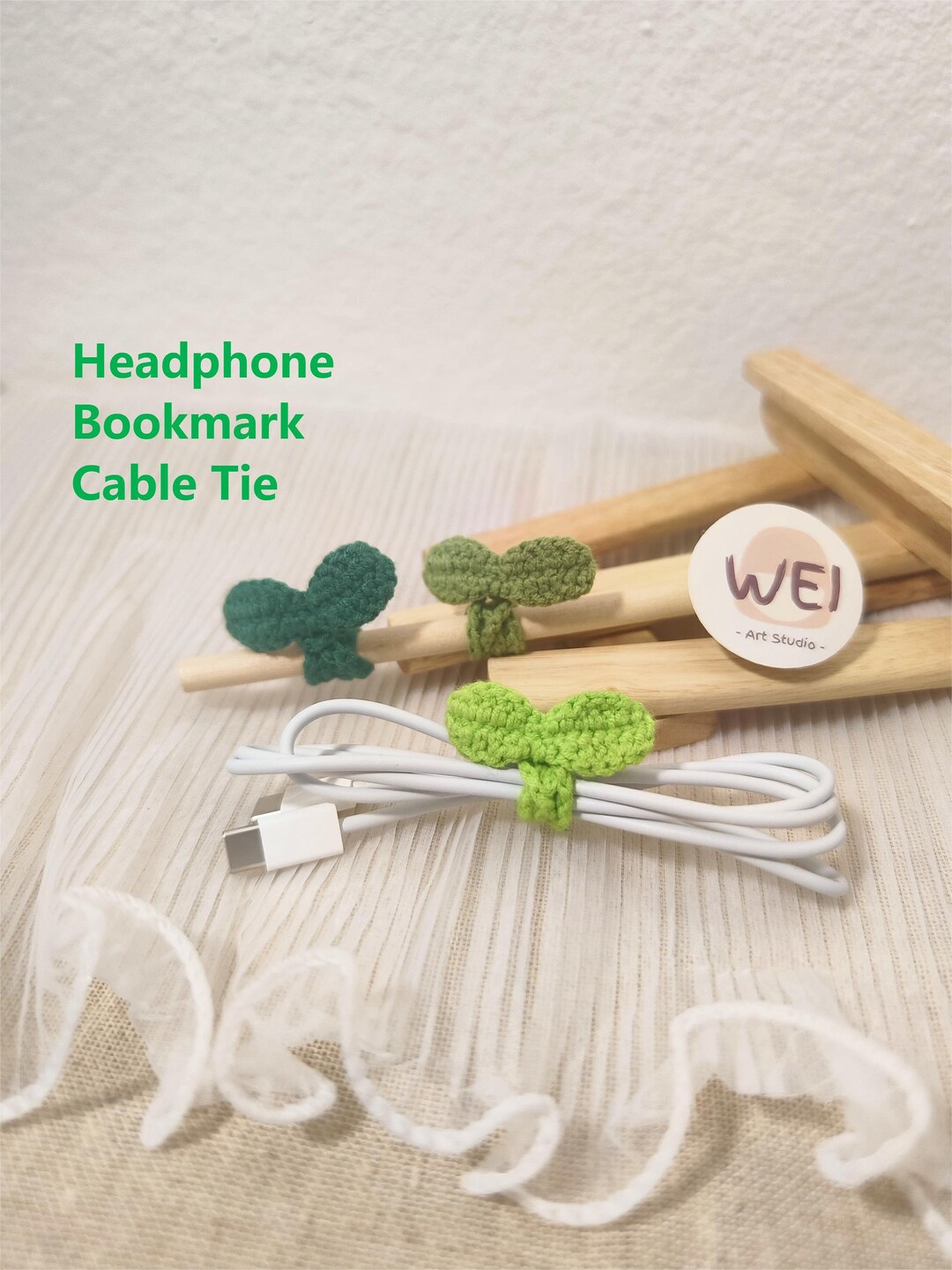 Crochet SPROUT Leaf Headphone Accessory, Crochet Sprout Bookmark ...