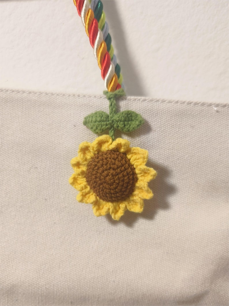 Crochet Sunflower Bag Charm, Crochet Sunflower Keychain, Crochet ...