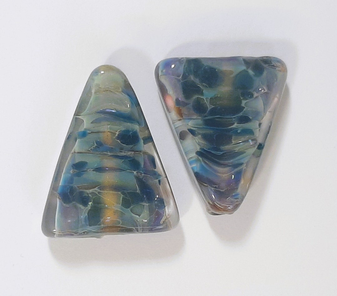 Handmade Glass Triangle Beads in Seagreen With Dark Blue Specks - Etsy
