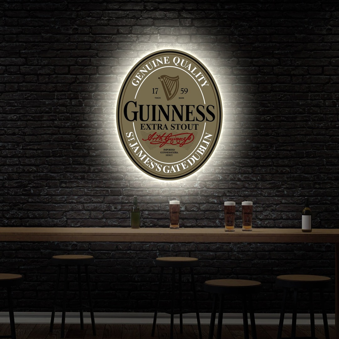 Guinness Logo Lighted Guinness Neon Sign Guinness Led Sign - Etsy
