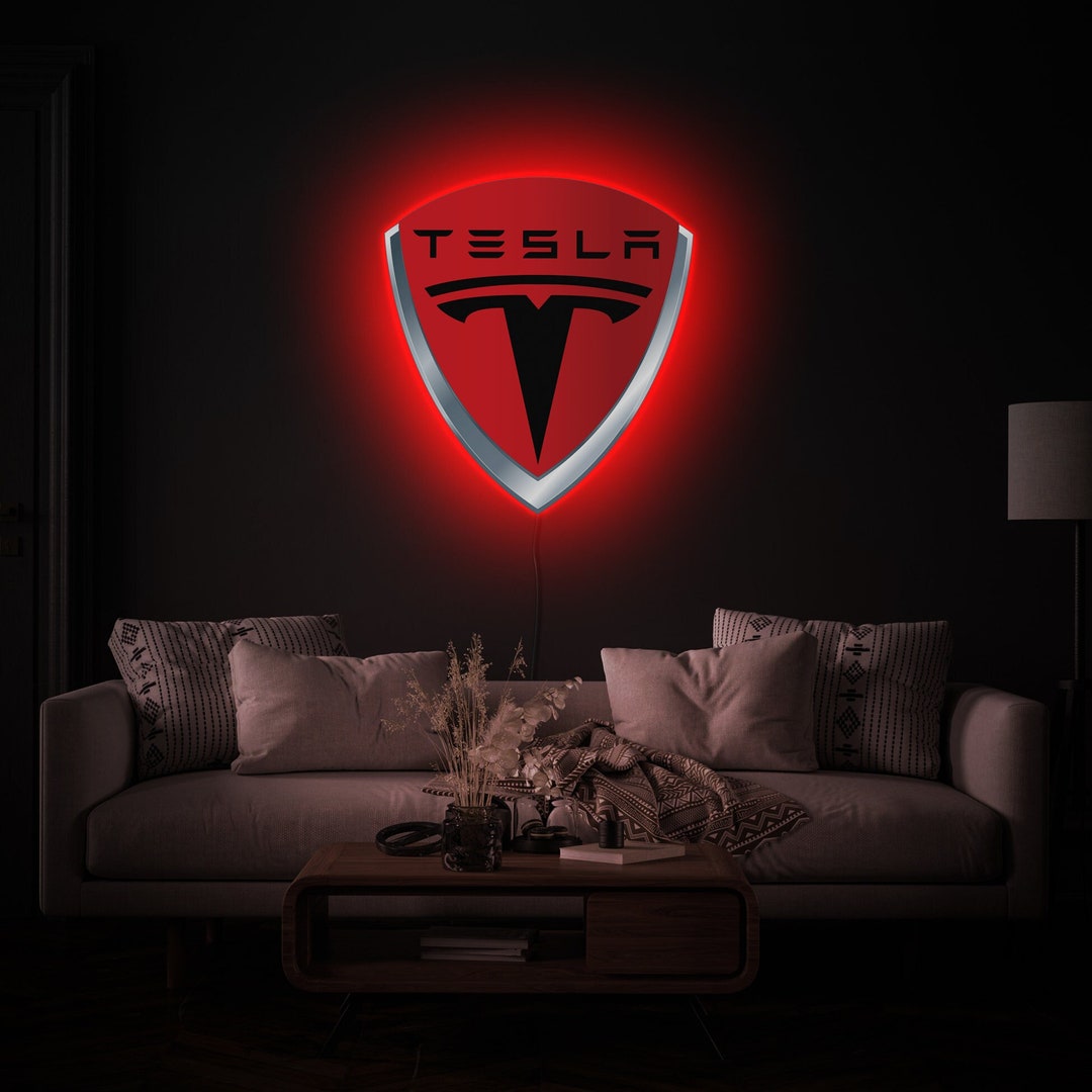 Tesla Neon Sign Tesla Logo Wall Art Tesla Light up Sign - Etsy