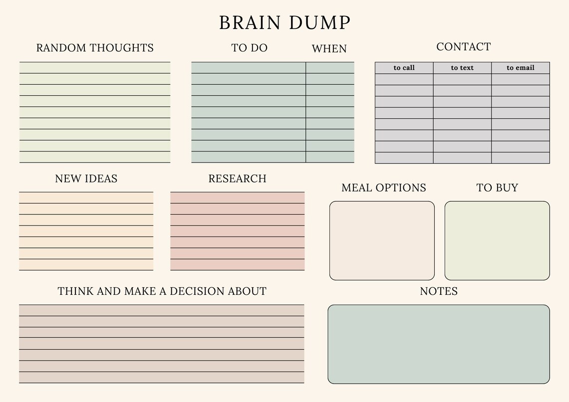Brain Dump to Help You Feel Less Overwhelmed, Instant Download ...