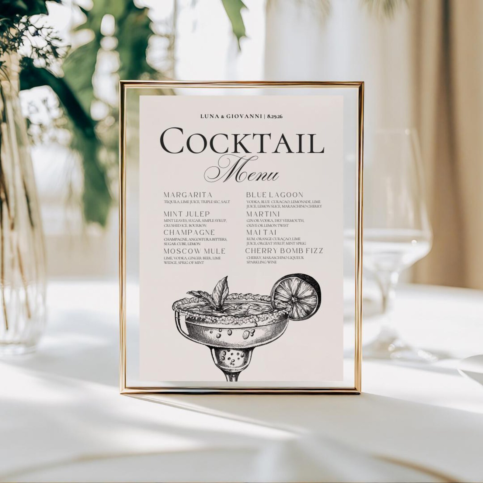 IVY Editable Wedding Bar Menu Template, Signature Cocktail Sign Wedding ...