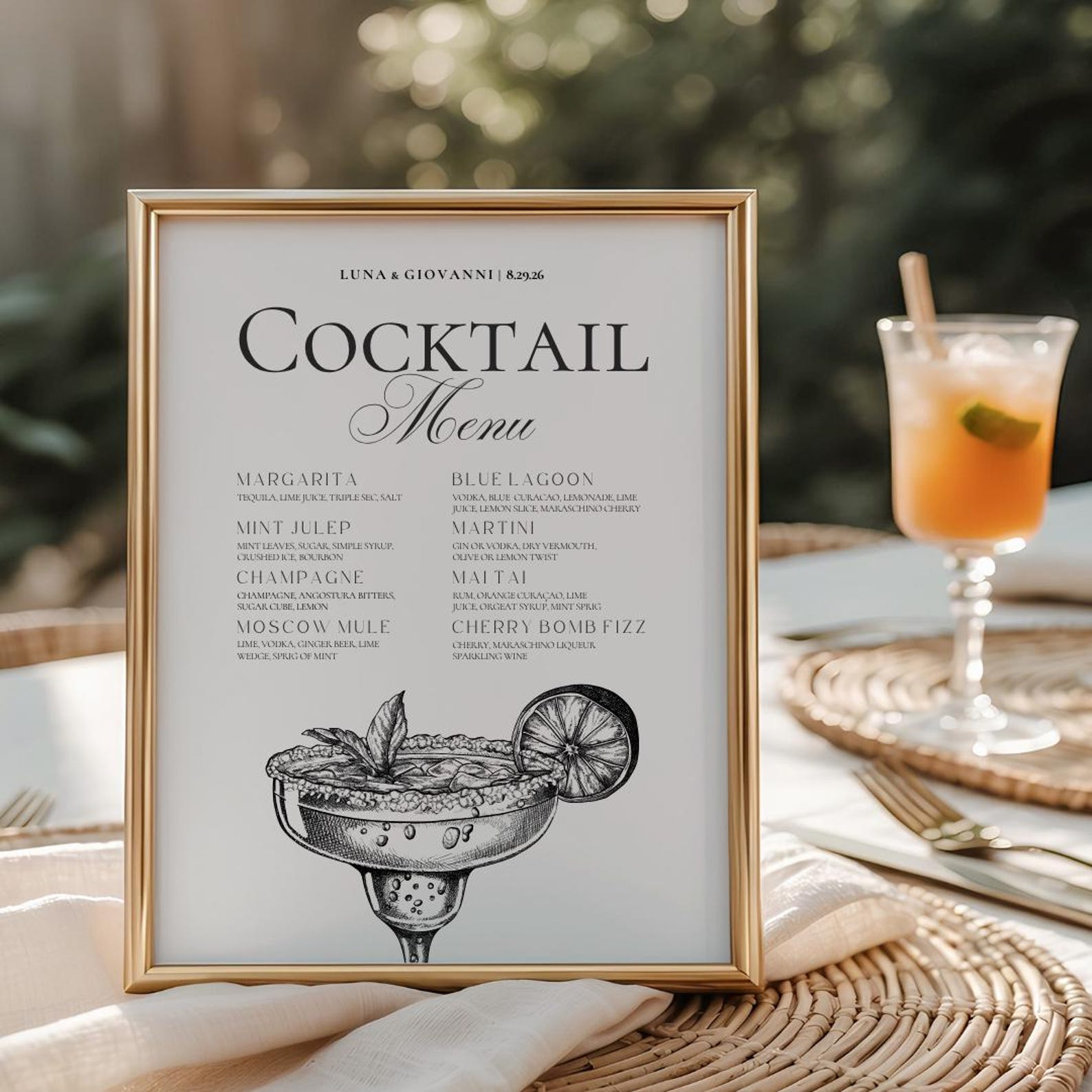 IVY Editable Wedding Bar Menu Template, Signature Cocktail Sign Wedding ...