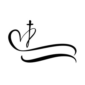 Heart and Cross | Black & White Instant Digital Download | PNG, JPG ...