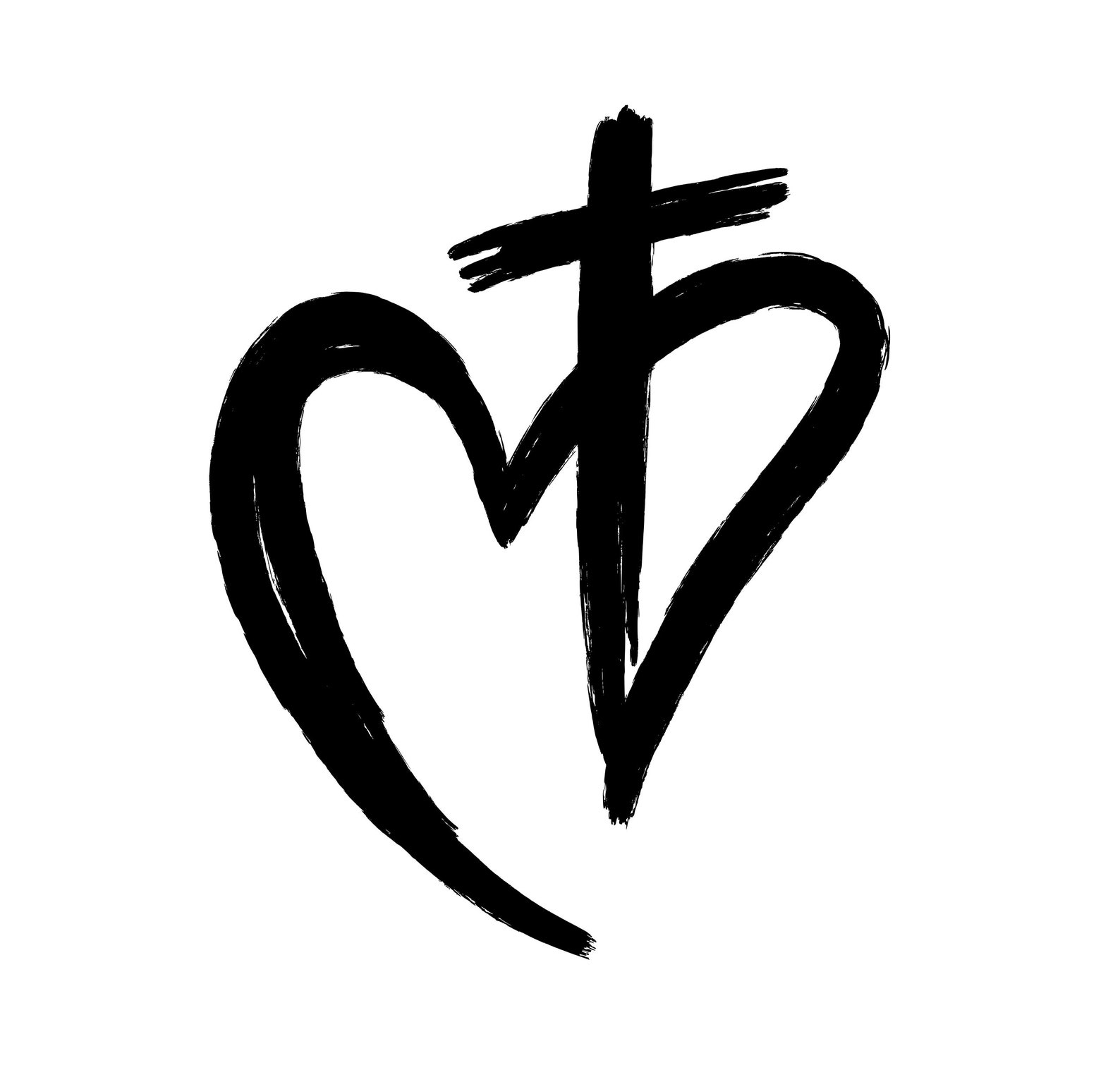 Christian Heart and Cross | Black & White Instant Digital Download ...