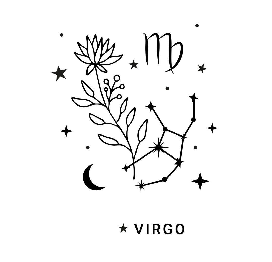 Virgo Zodiac Star Sign | Instant Downloads in Black & White | PNG, JPG ...