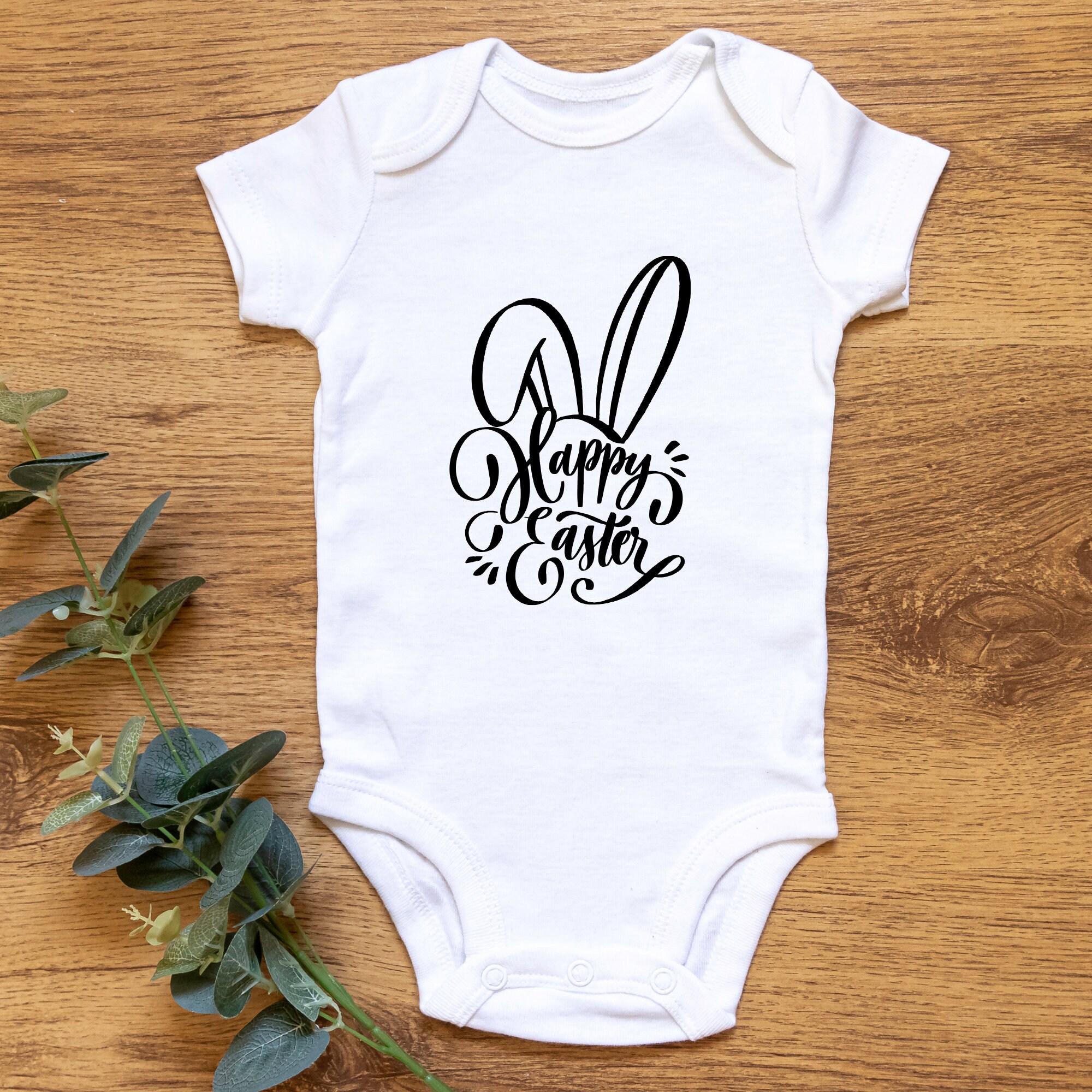 Happy Easter | Spring Bunny Graphic Art | Black and White | Instant ...