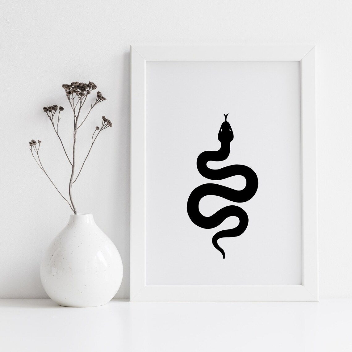 Snake Clipart | Reptile Decor | Black and White Instant Digital ...