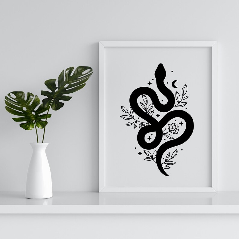 Snake Decor | Reptile Clipart | Black and White Instant Digital Download | PNG, JPG, SVG, Eps ...