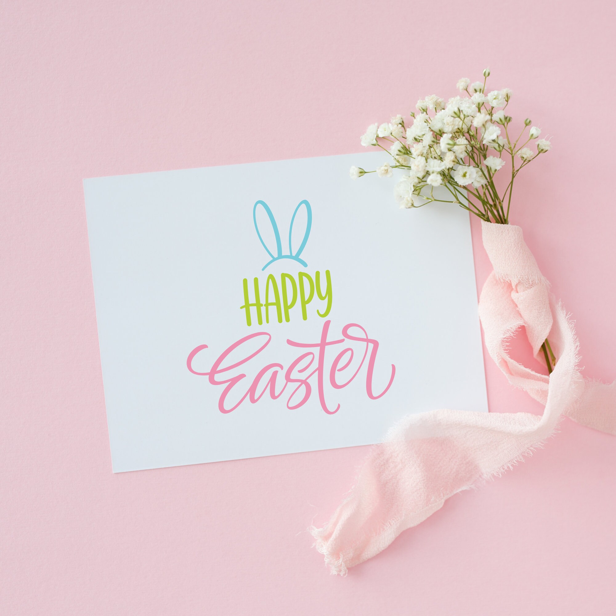 Happy Easter | Spring Bunny Graphic Art | Black White Color | Instant ...