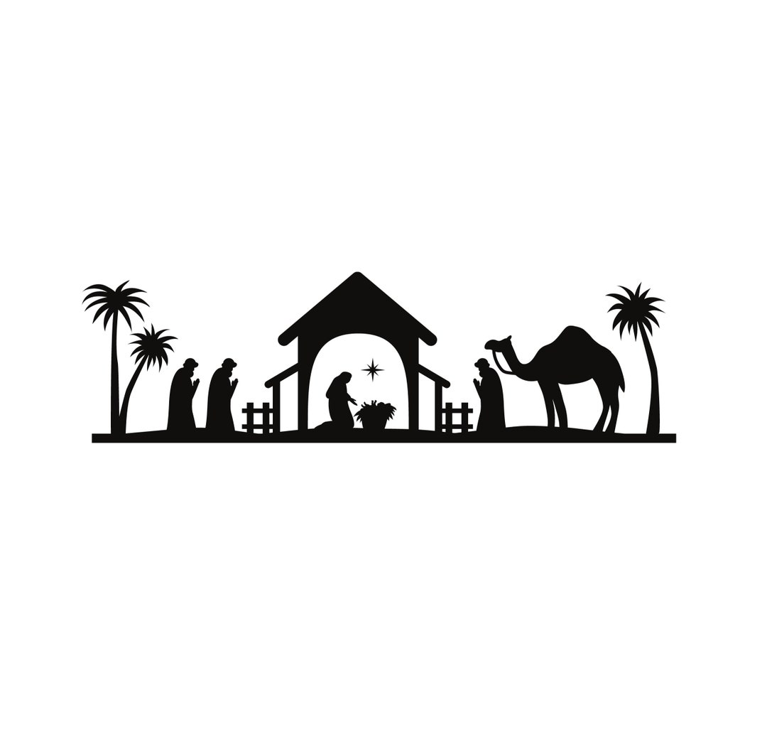 Nativity Scene | Instant Downloads in Black & White | PNG, JPG, SVG ...