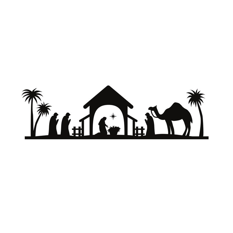 Black and White Nativity Clipart - Etsy